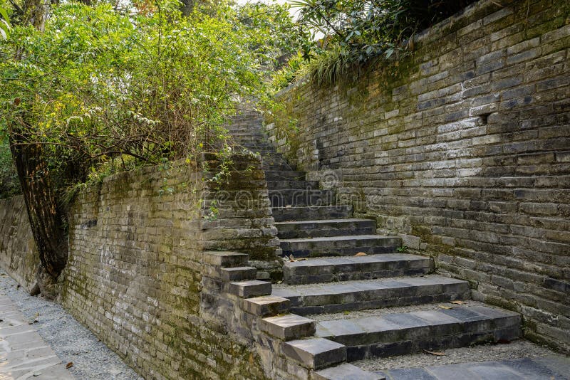 Ancient Brick Wall and Steps in Spring,Chengdu Stock Image - Image of ...