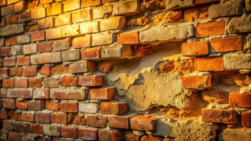 Ancient Brick Wall Texture Sunlit Ruins with Damaged Mortar and Aged ...