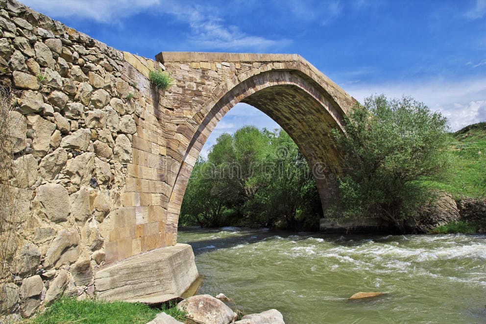 The Ancient Bridge in the Mountains of the Caucasus, Armenia Stock ...