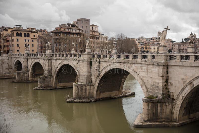 Ancient bridge in Rome stock image. Image of bridge - 124489791