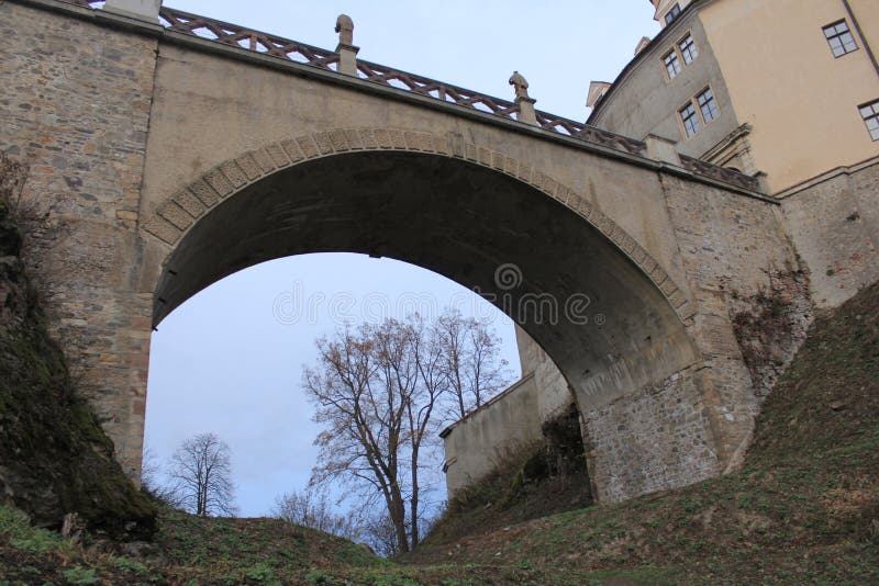 Ancient Bridge of Veveri Castle in Czech Republic Stock Photo - Image ...