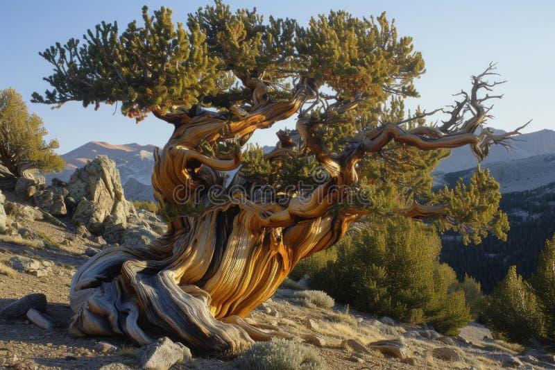 Ancient Bristlecone Pine at Sunset Stock Photo - Image of scenic, range ...
