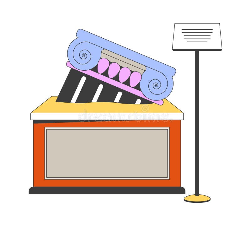 Ancient Broken Column Exhibit 2D Linear Cartoon Object Stock Vector ...