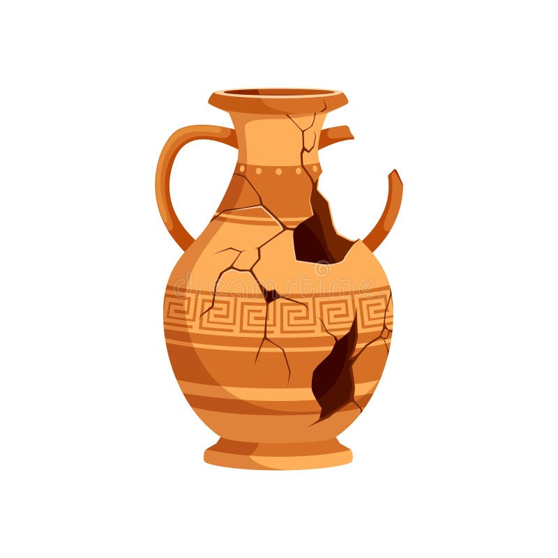 Ancient Broken Pottery and Vase, Old Clay Urn Stock Vector ...