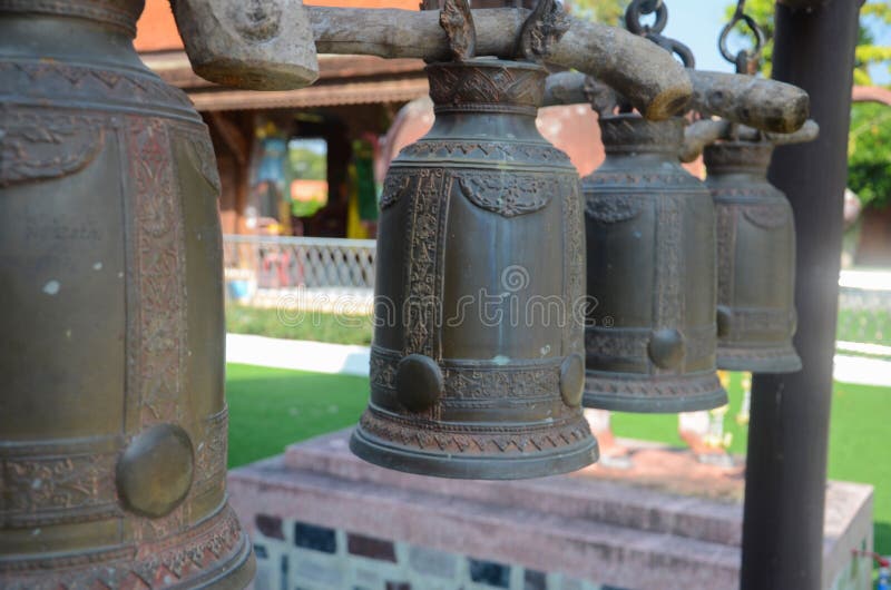 Ancient Bronze Bells in a Buddhist Temple Stock Image - Image of ...