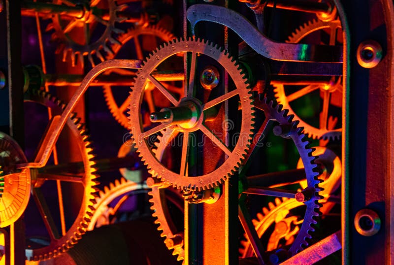 Ancient Bronze Clock Mechanism. Vintage Technology Stock Photo - Image ...