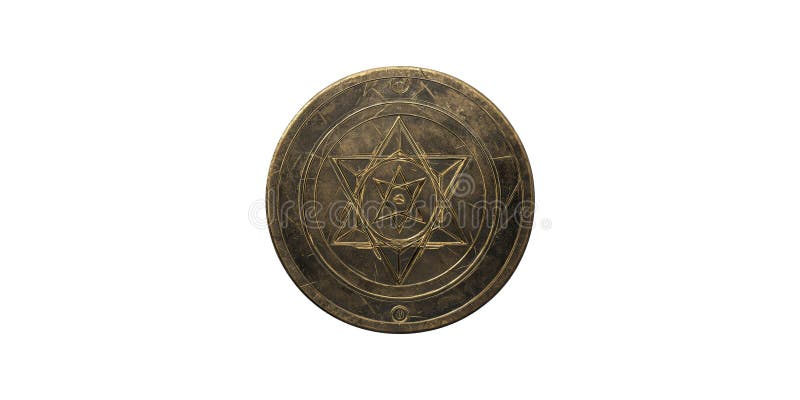 Ancient Bronze Medallion with Star Symbol Isolated on Transparent ...