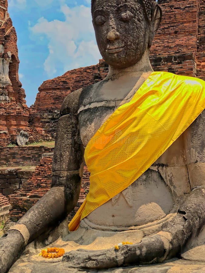 Ancient Buddha Statue in the Bright Sun Stock Photo - Image of colour ...