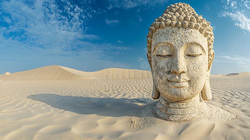 Ancient Buddha Statue Emerges from Shifting Desert Sands Stock ...