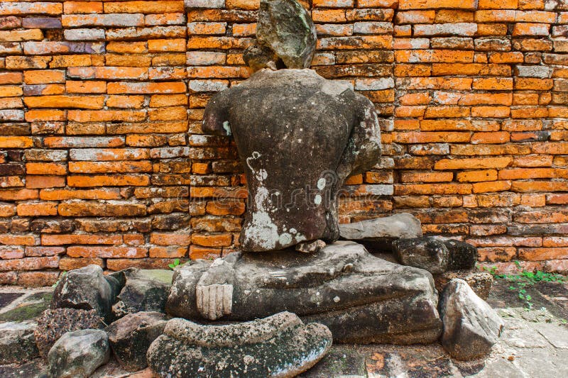 Ancient Buddha Statue are Red Brick Wall Stock Image - Image of buddha ...