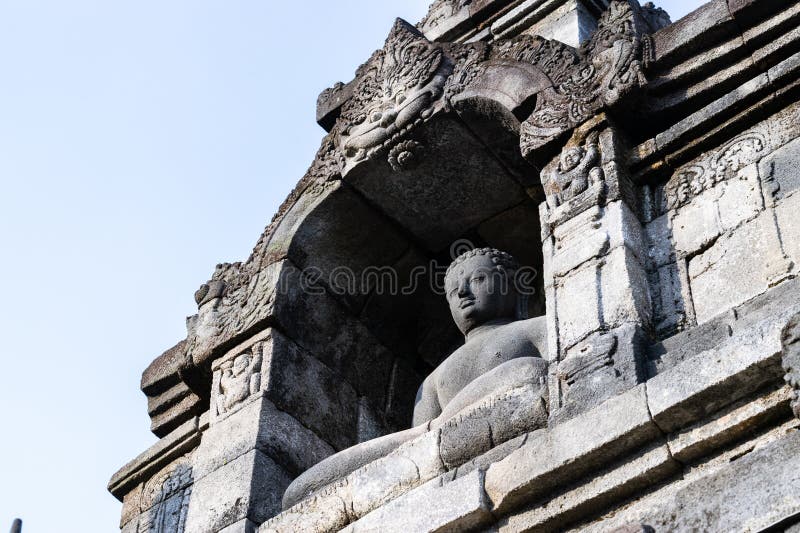 Ancient Buddha Statue Sitting Inside Borobudur Temple in Java ...