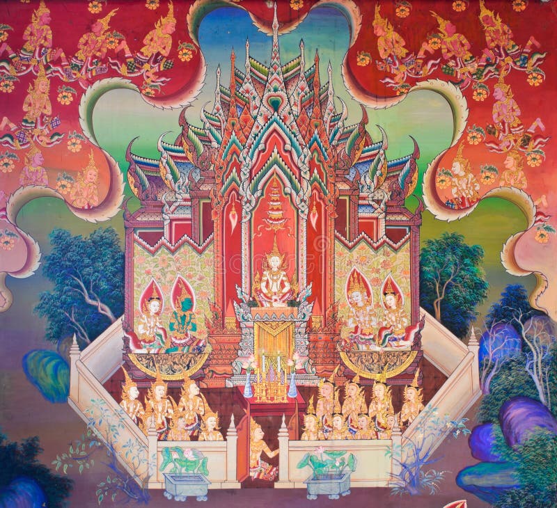 Ancient Buddhist mural stock image. Image of decorate - 23981273