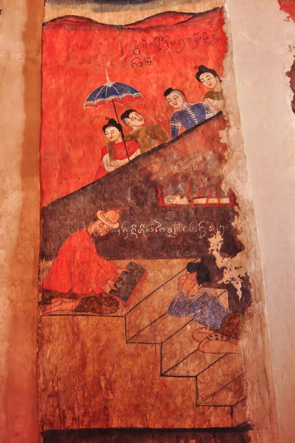 Ancient Buddhist Temple Mural Stock Photo - Image of decor, sculpture ...