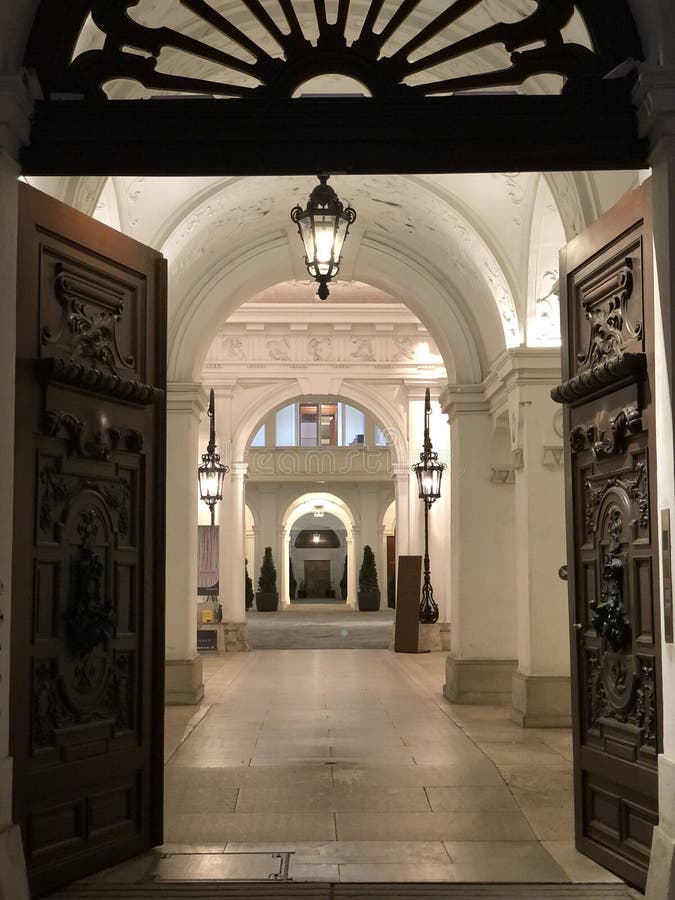 Ancient Building with Arches View through Open Doors Stock Photo ...
