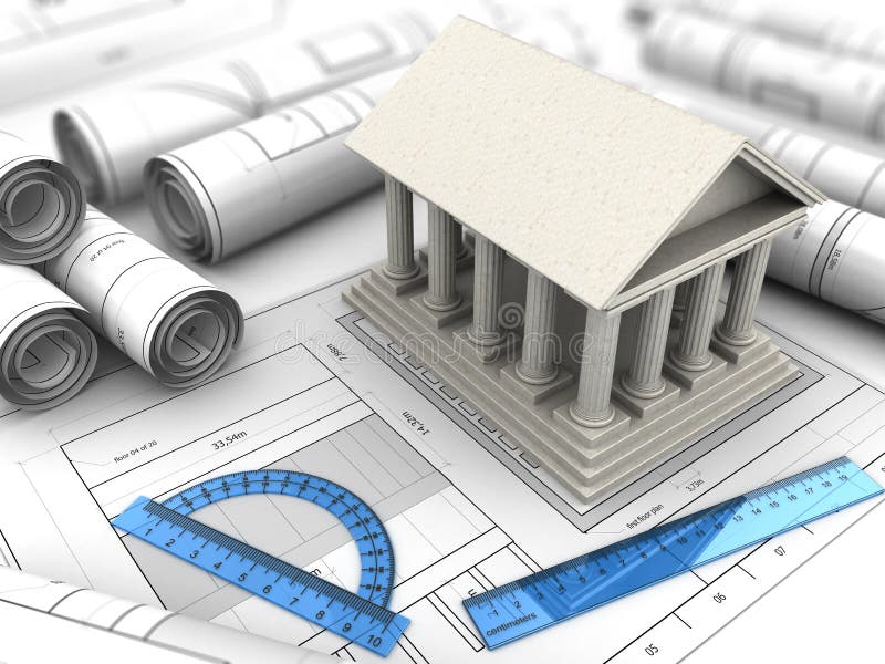 Ancient Building Blueprints Stock Illustration - Illustration of ...