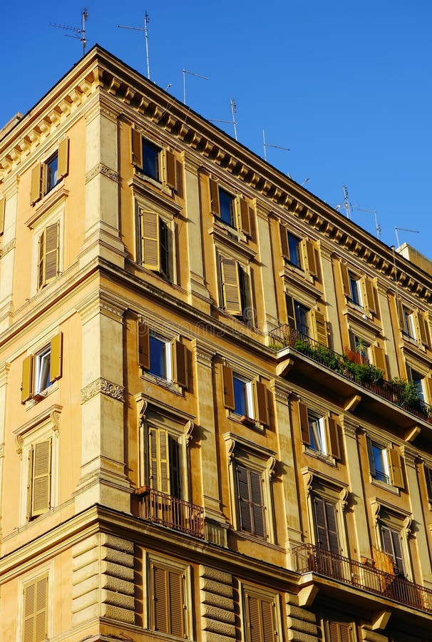 Ancient Building in Downtown Rome Stock Image - Image of street, living ...