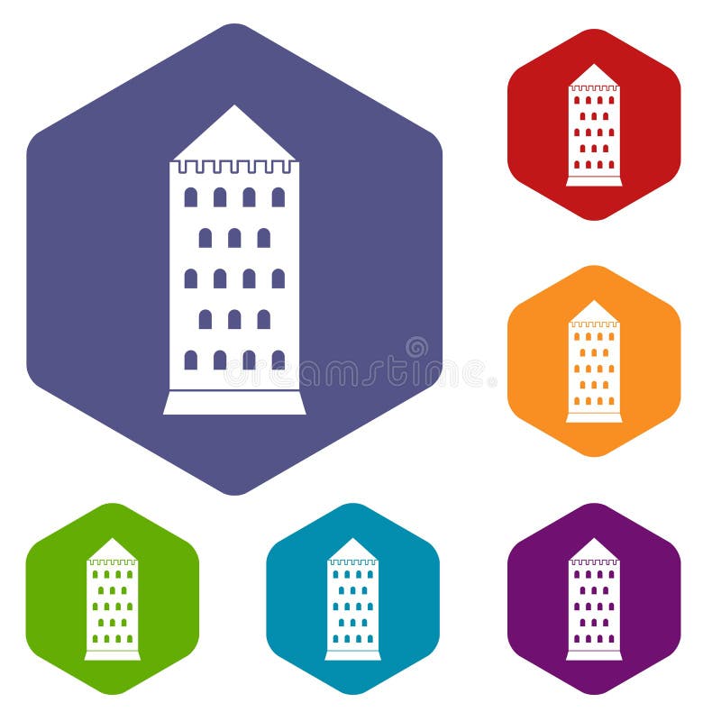 Ancient Building Icons Set Hexagon Stock Vector - Illustration of icon ...