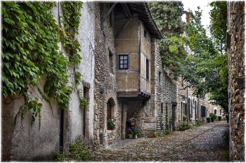 Ancient Buildings in the Medieval Village Perouges, France Stock Photo ...