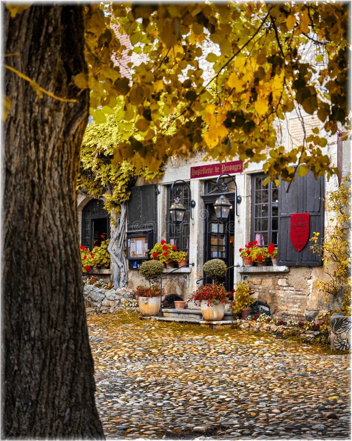 Ancient Buildings in the Medieval Village Perouges, France Editorial ...