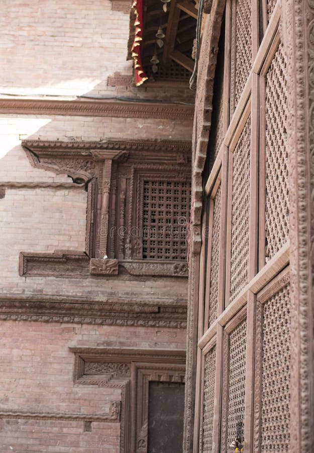 Ancient Building of Nepal with Bricks and Wooden Windows Stock Image ...