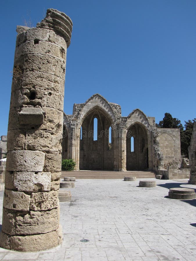 Ancient Building in the Old Town Rhodes in Greece Stock Photo - Image ...