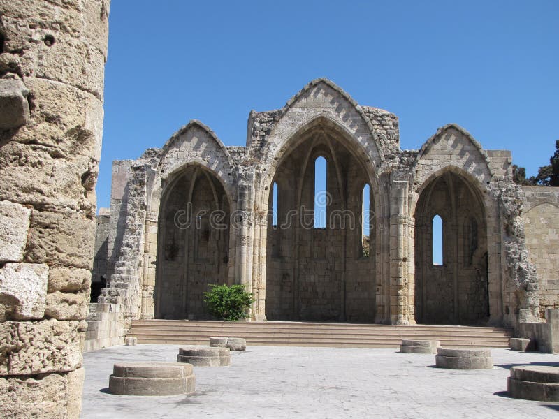 Ancient Building in the Old Town Rhodes Stock Image - Image of ...