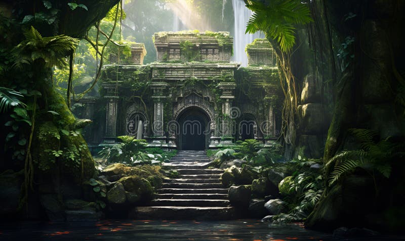 Ancient Building Rune in the Forest Ai Generative Stock Illustration ...