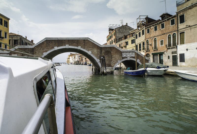Ancient Buildings and Boats in the Channel in Venice Stock Photo ...