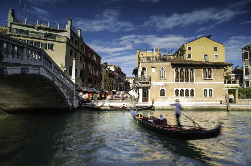 Ancient Buildings and Boats in the Channel in Venice Stock Image ...