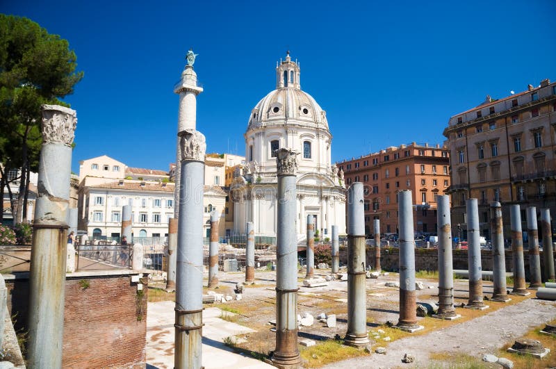 Ancient Buildings on Rome Forum Stock Photo - Image of angle, column ...