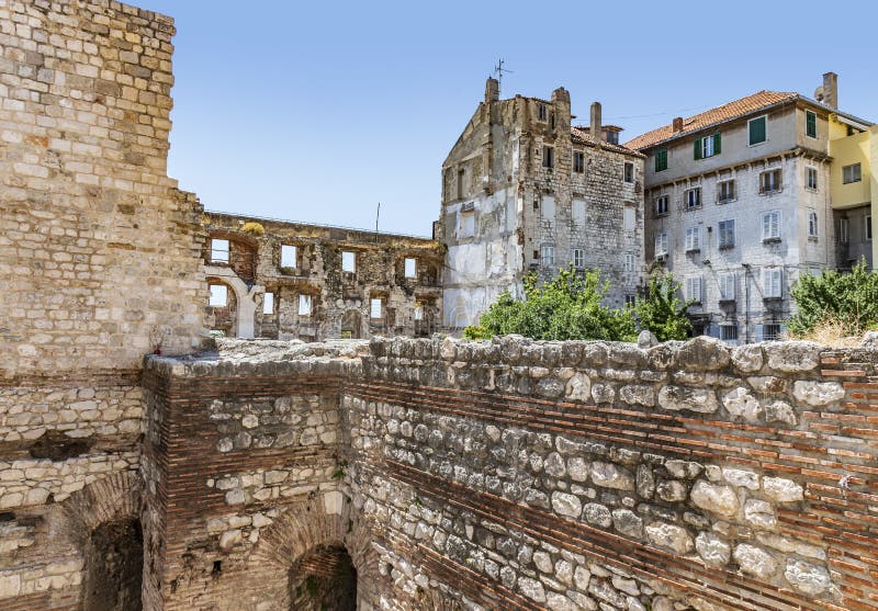 Ancient Buildings on the Streets of Split in Croatia. Stock Image ...