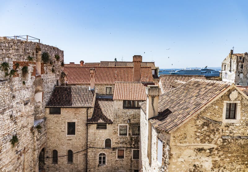Ancient Buildings on the Streets of Split in Croatia. Stock Photo ...