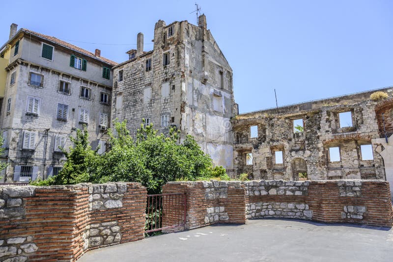 Ancient Buildings on the Streets of Split in Croatia. Stock Photo ...