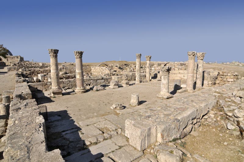 The Byzantine Basilica in Citadel, Amman, Jordan Stock Image - Image of ...