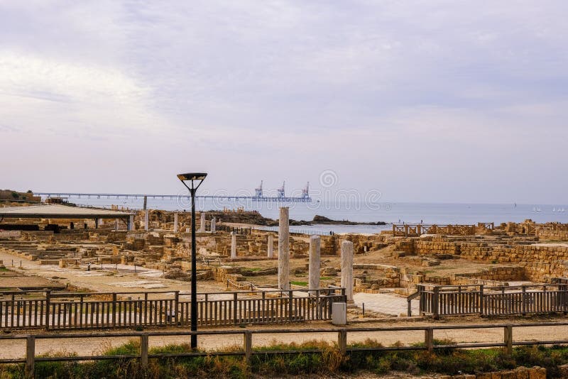Ancient Caesarea, Archeological National Park in Israel Stock Photo - Image of caesarea ...