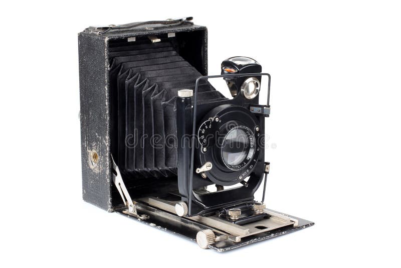 Ancient Camera with a Wooden Folding Corps Stock Image - Image of ...