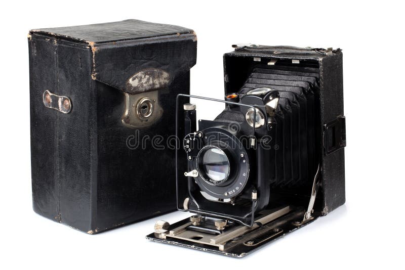 Ancient Camera with a Bellows Lens Stock Photo - Image of plate ...