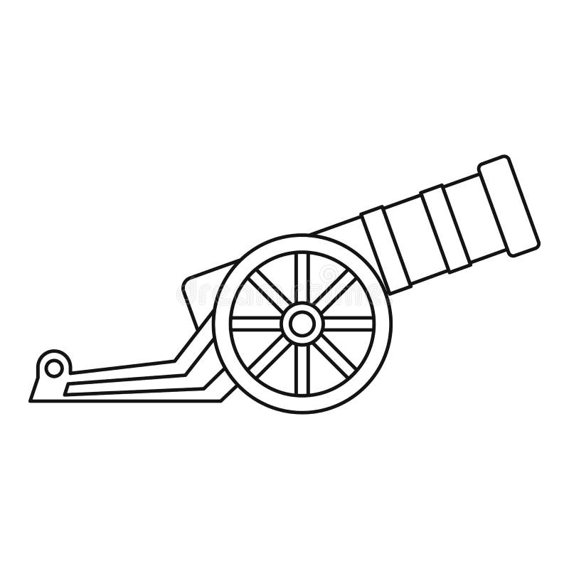 Ancient Cannon Icon, Outline Style Stock Vector - Illustration of field ...