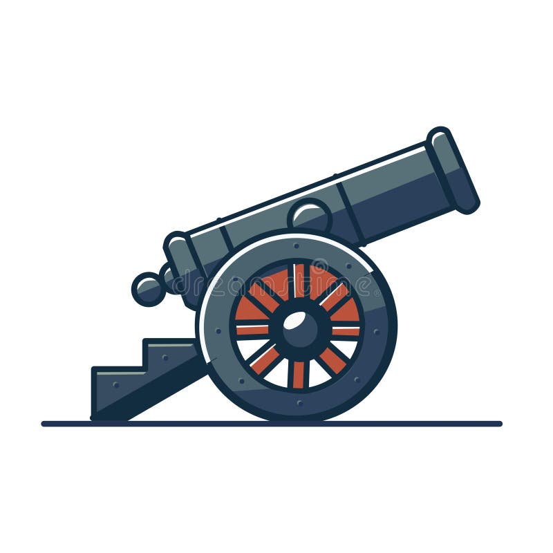 Ancient Cannon Vector Illustration in Flat and Minimalist Style Stock ...