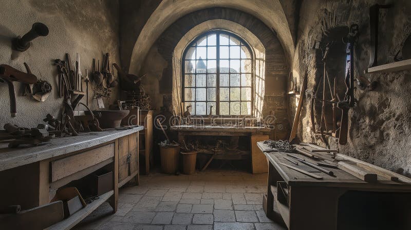 Ancient Carpenter S Workshop: a Timeless Craft Stock Illustration ...