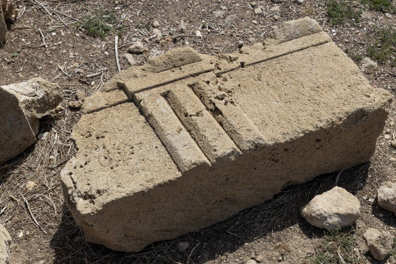 Ancient Carved Stone Fragment in Cypr Stock Photo - Image of stone ...