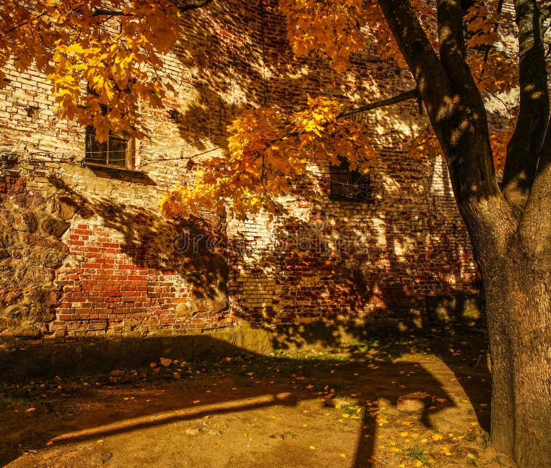 Ancient Castle with Autumn Trees Stock Image - Image of reflection ...
