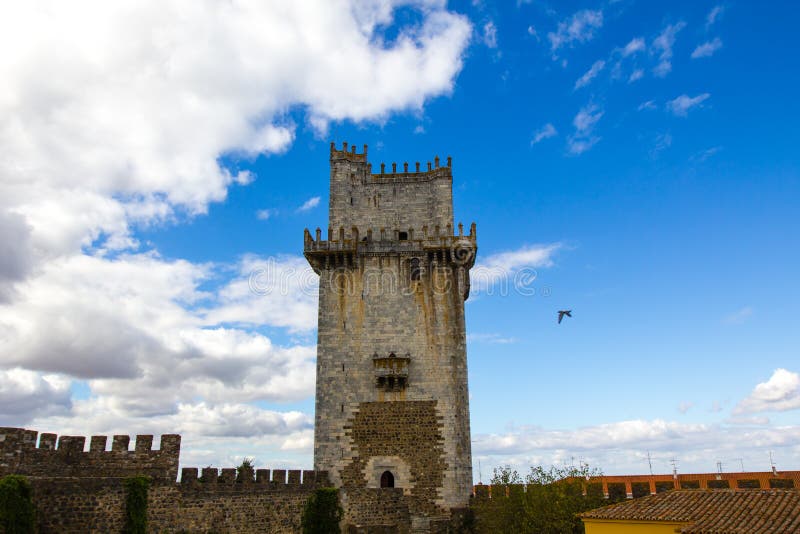 Ancient Castle of Beja, Sky. Portugal Stock Image - Image of wall ...