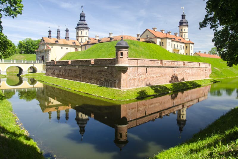 Ancient Castle with a Bridge and a River Around it Stock Photo - Image ...