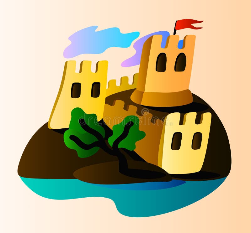 Ancient Castle. Bright Vector Illustration with Gradient Stock Vector ...