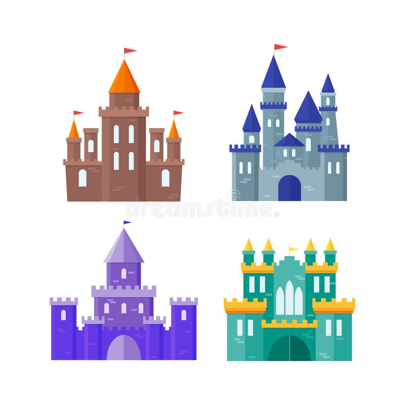 Ancient Castle Building Set. Vector Stock Vector - Illustration of ...