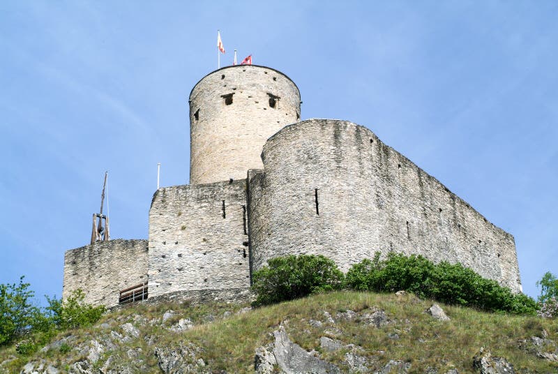 Ancient Castle with Cylindrical Tower of Martigny Stock Image - Image ...