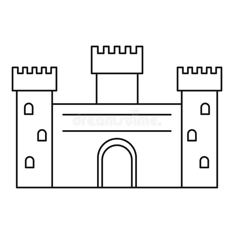 Ancient Castle Icon, Outline Style Stock Vector - Illustration of ...