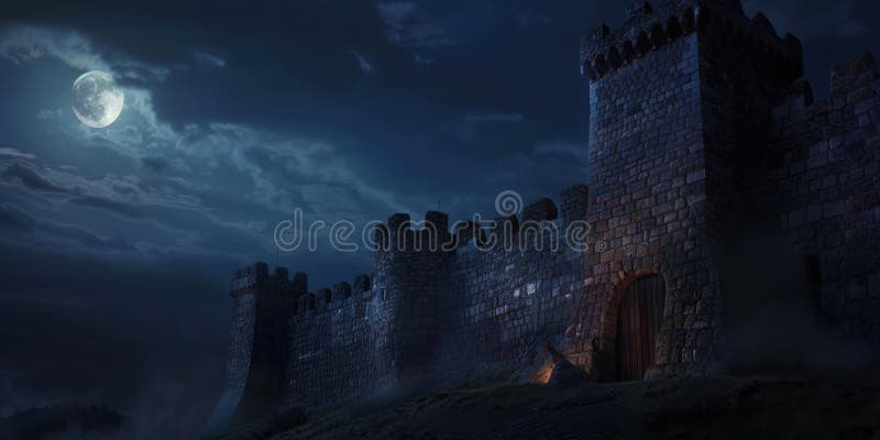 An Ancient Castle Illuminated by Moonlight, with the Textures of the ...