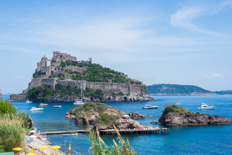 Ancient Castle on the Island in the Blue Sea Stock Photo - Image of ...
